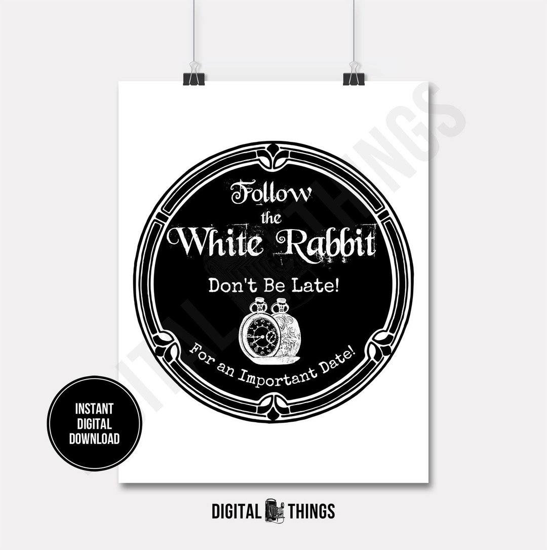 Alice in Wonderland White Rabbit Watch Wall Decor Art Printable Print ...