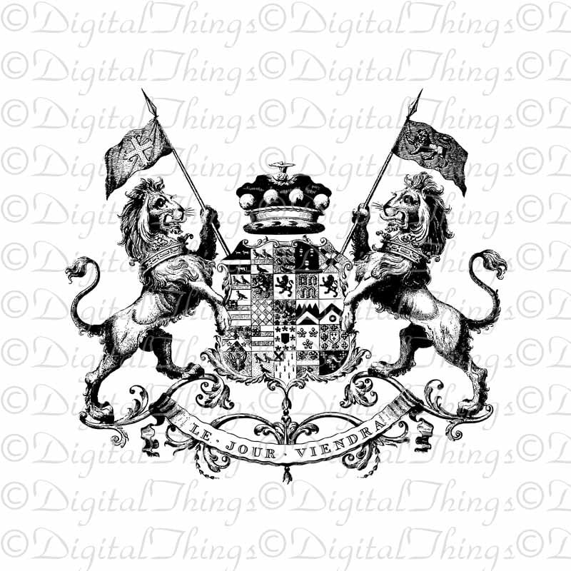 French Crest Emblem Crown Lions French Decor Wall Decor Art - Etsy