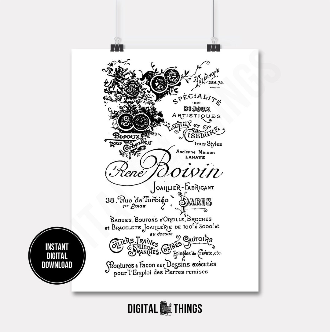 French Script French Ad French Decor Wall Decor Art Printable Digital ...