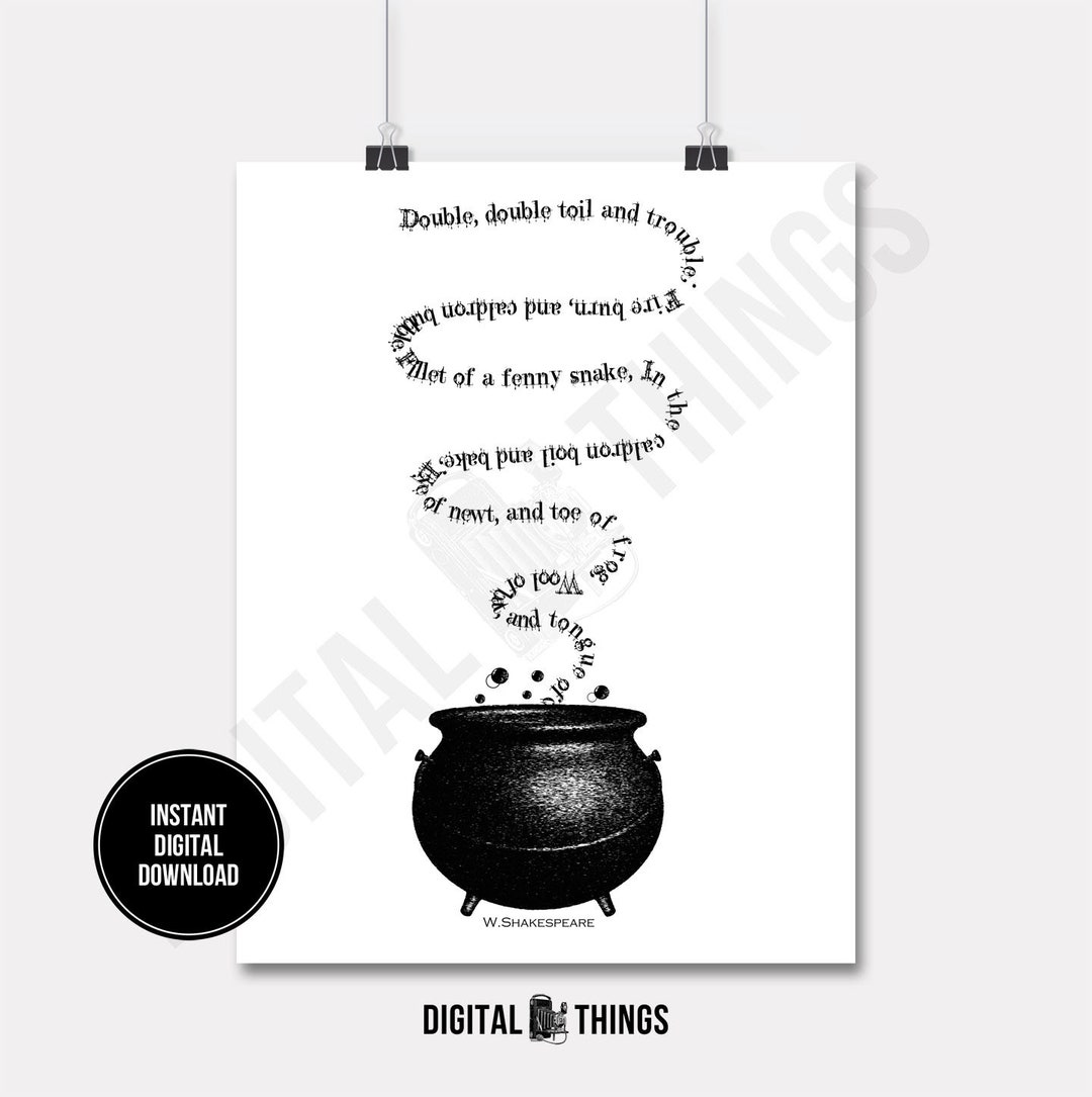 Shakespeare Macbeth Witches Chant Printable: Halloween Cauldron Art ...