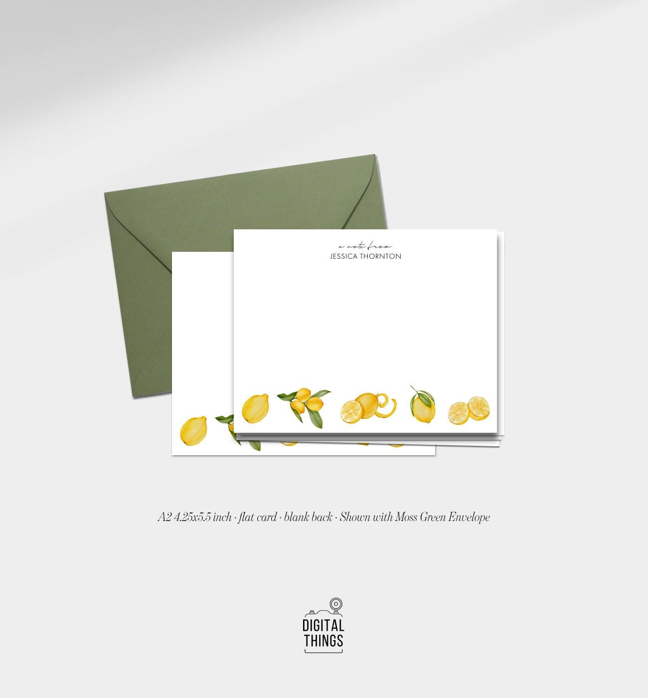 Personalized Lemon Stationery Cards: Fruit Flat Note Card Set DT3062 - Etsy