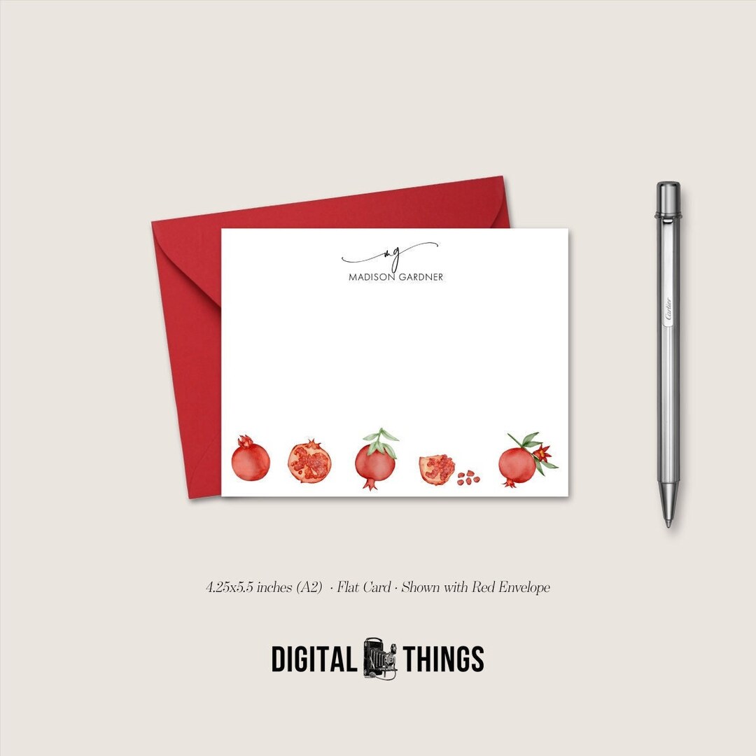 Pomegranate Personalized Stationery Cards: Flat Fruit Notecards DT3070 ...