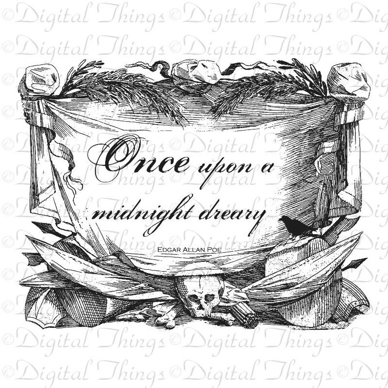 Halloween Edgar Allan Poe the Raven Bird Poem Printable Print - Etsy