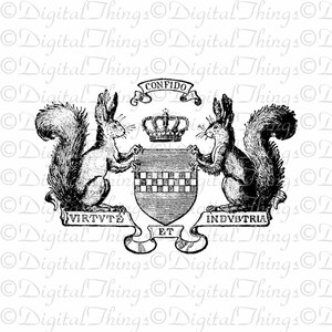 Squirrels Crown Crest Emblem Wall Decor Art Printable Digital Download ...