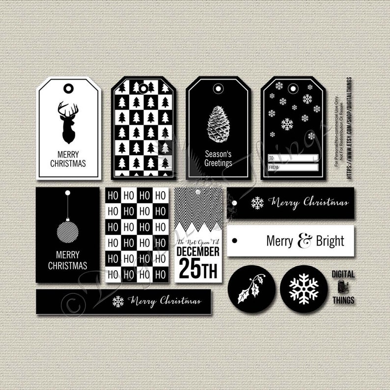 Printable Christmas Gift Tags. Digital Christmas Tags. Modern - Etsy