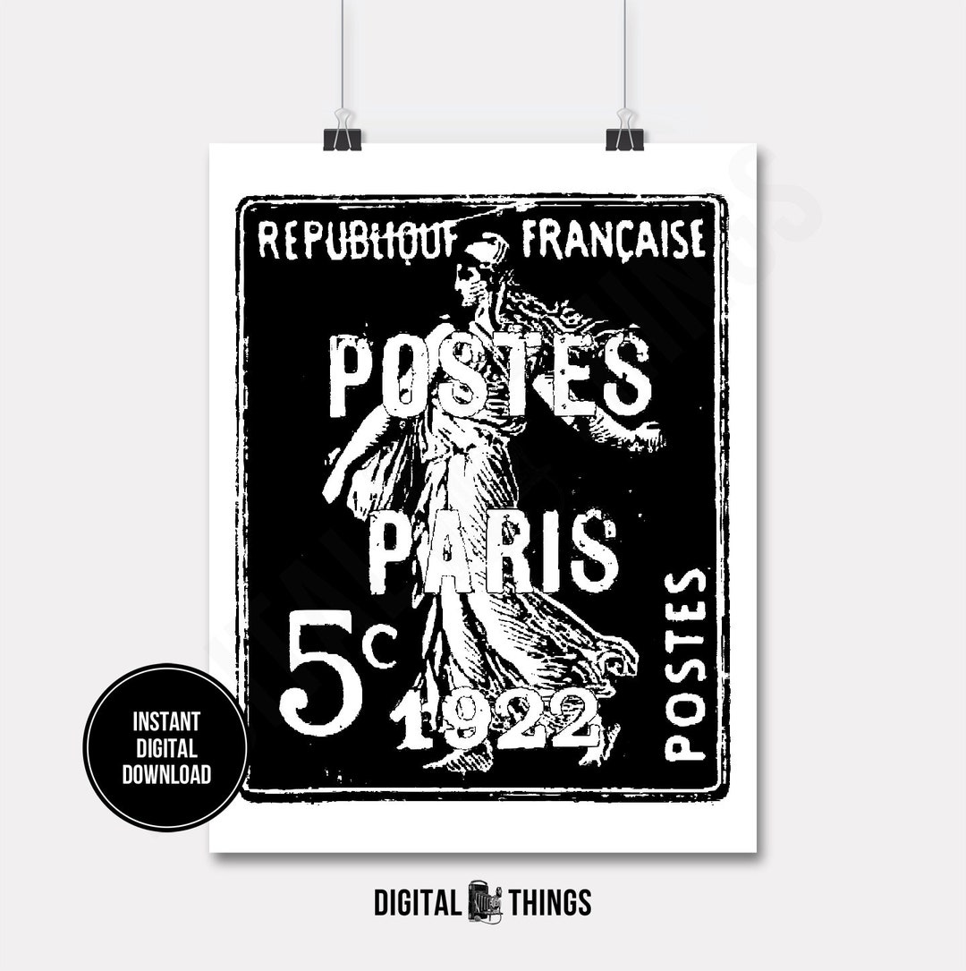 French Stamp Paris Stamp French Postmark French Decor Printable Digital ...
