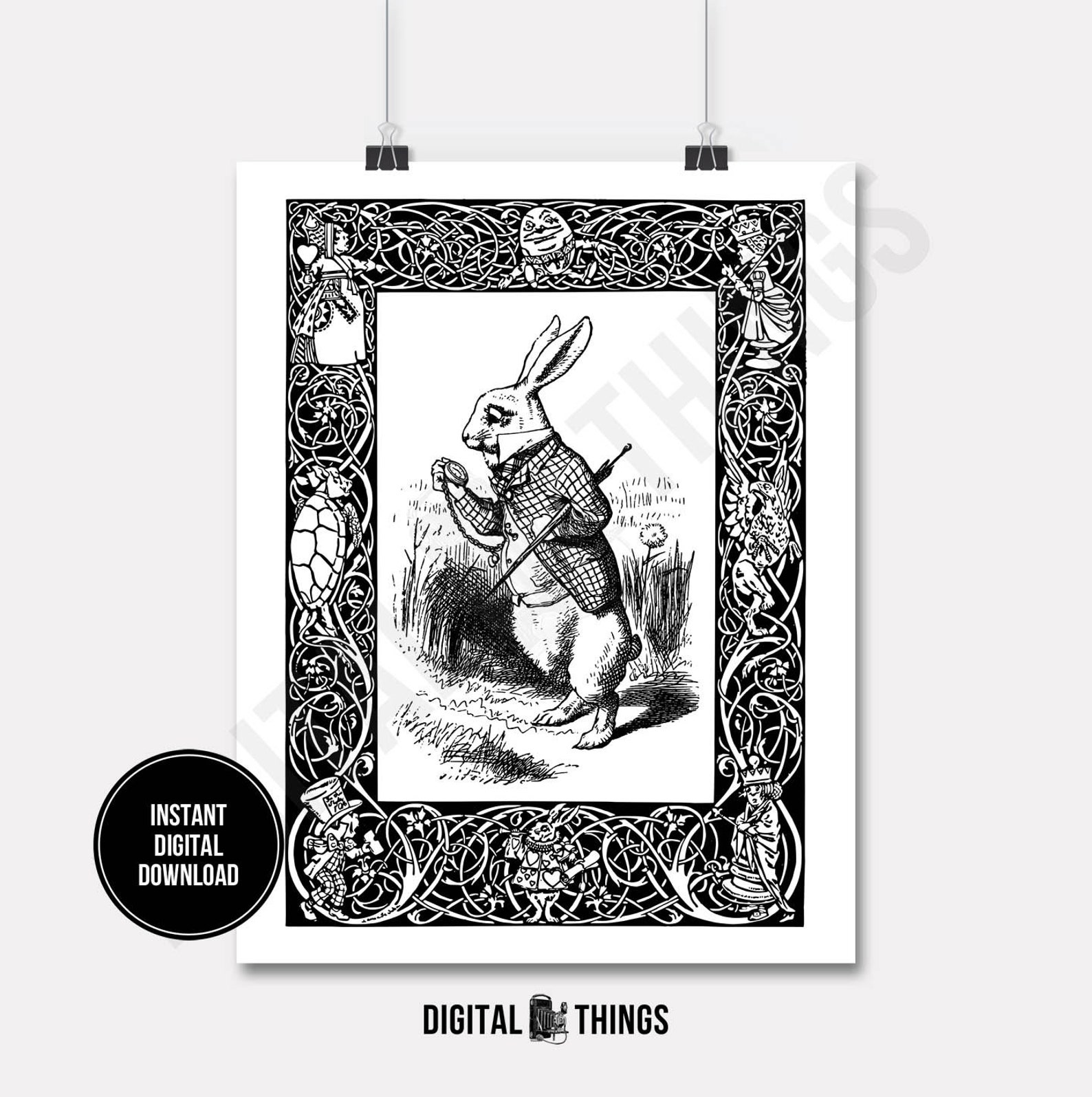 Alice in Wonderland White Rabbit Watch Wall Decor Art - Etsy UK