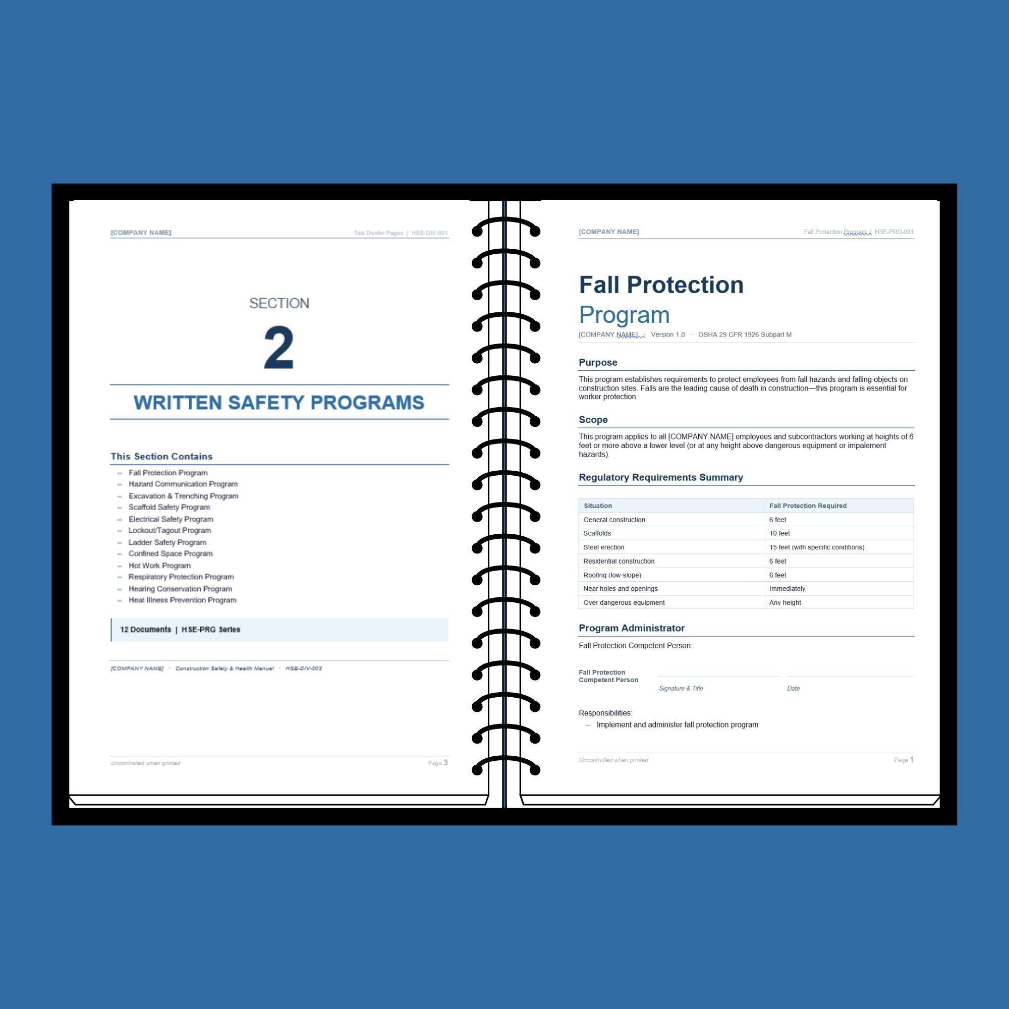 Construction Safety Manual Template for Contractors OSHA Compliant ...