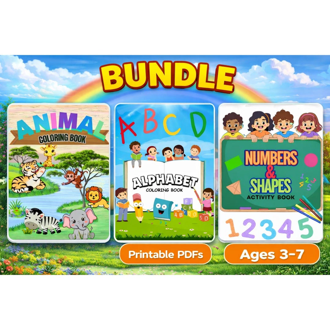 Preschool Printable Learning Bundle PDF Ages 3–7 | Animal Coloring ...