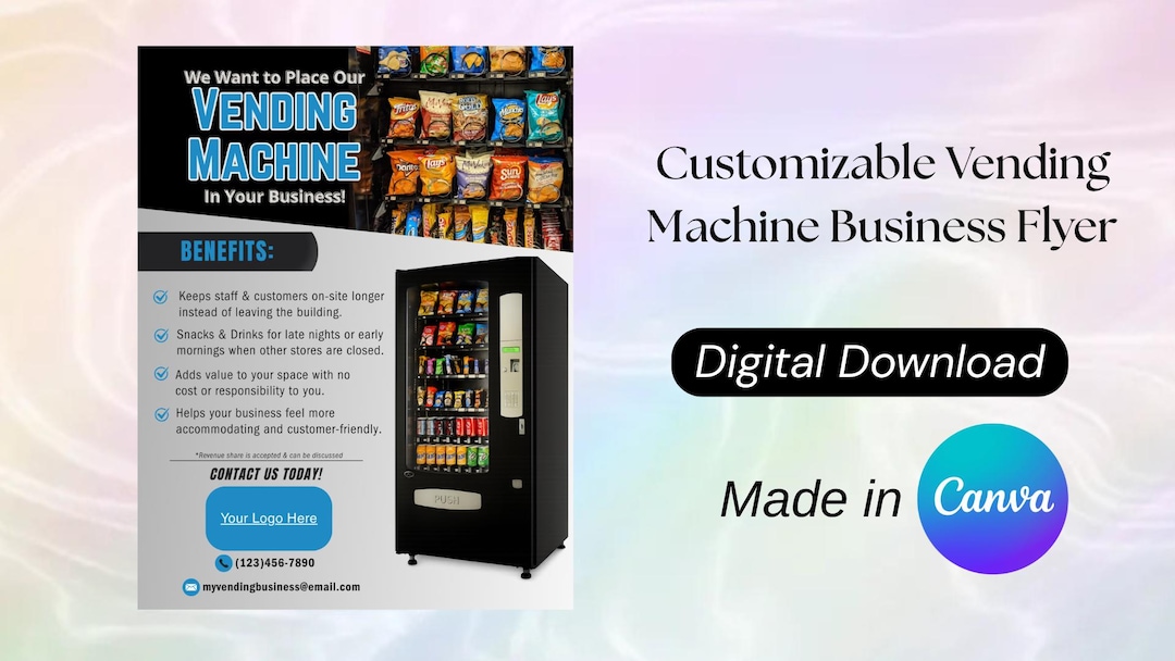 Vending Machine Business Flyer Template | Customizable Snack & Drink ...
