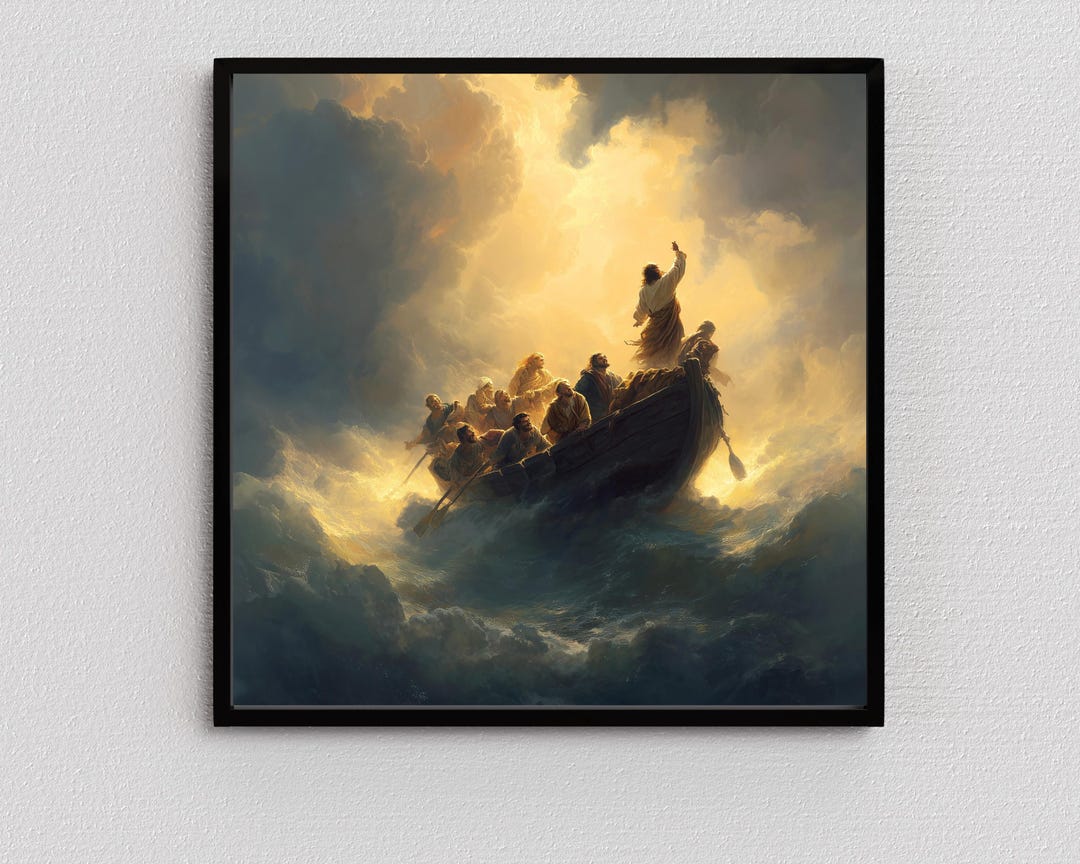 Jesus Calming the Storm Printable, Christian Digital Download, Bible ...