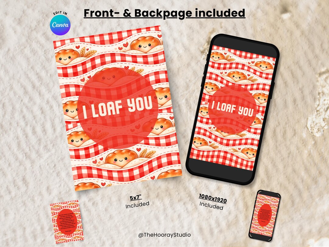 Valentine's Day Card, I Loaf You, Funny Love Note, Printable and Mobile ...