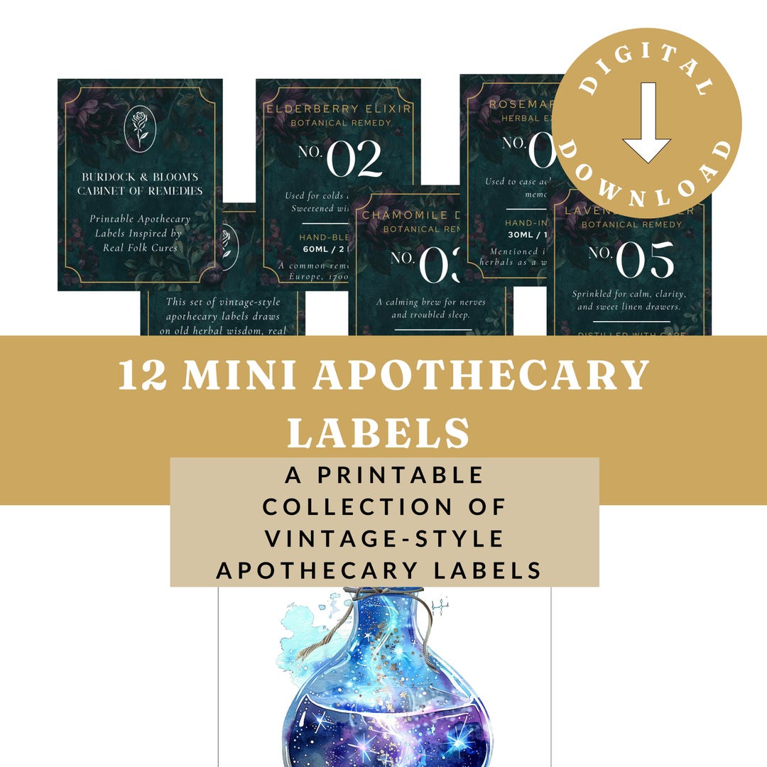 Vintage Apothecary Labels Printable, Faux Historical Remedies Labels ...
