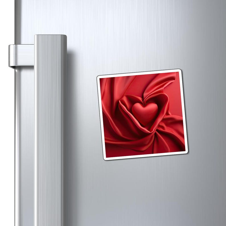 Red Satin Heart Magnet | Valentine Love Fridge Magnet - Etsy