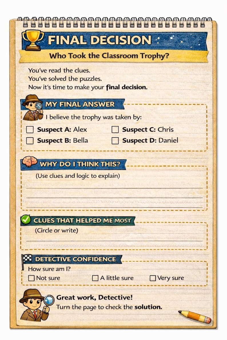 Printable Kids Detective Mystery Game – Clue Hunt & Logic Puzzles ...
