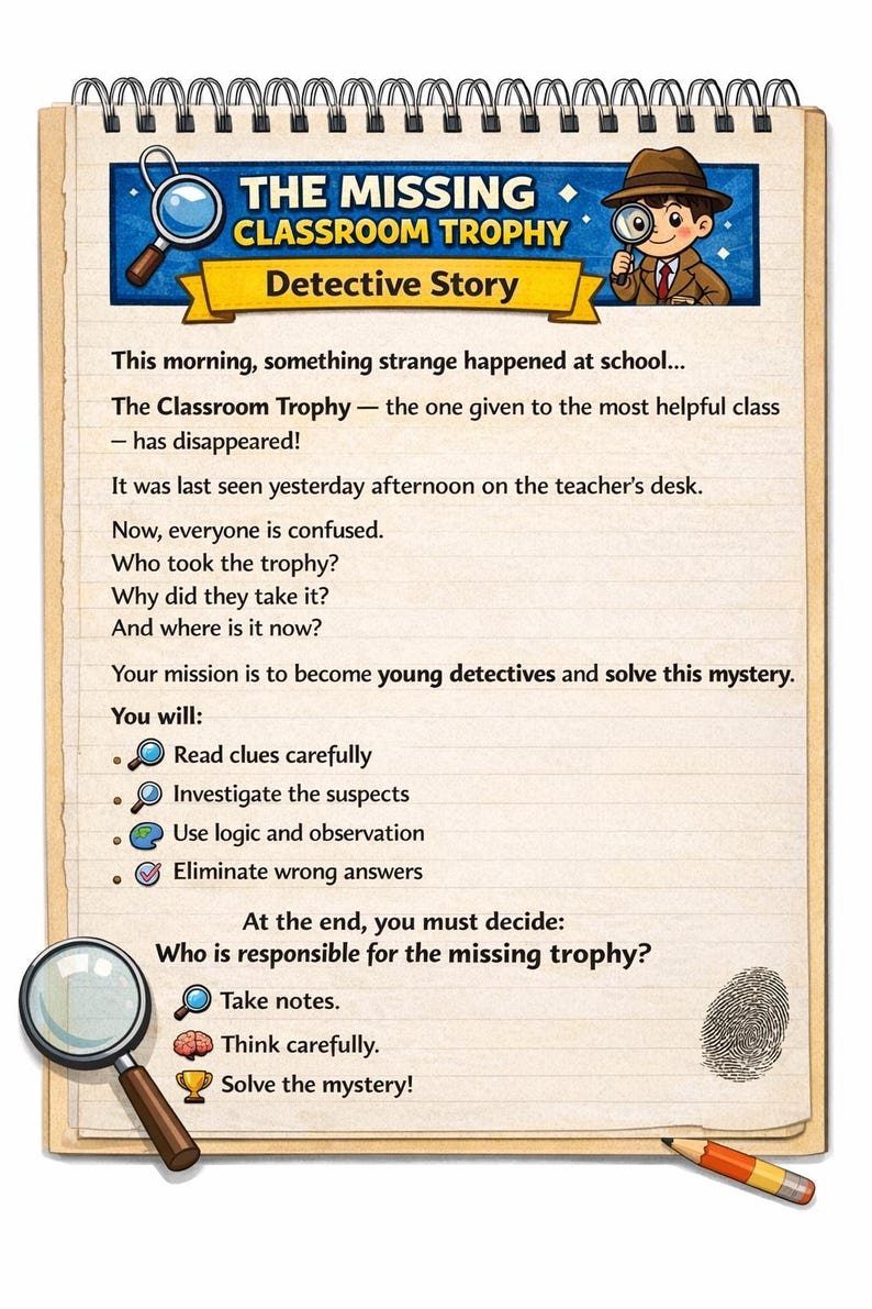 Printable Kids Detective Mystery Game – Clue Hunt & Logic Puzzles ...