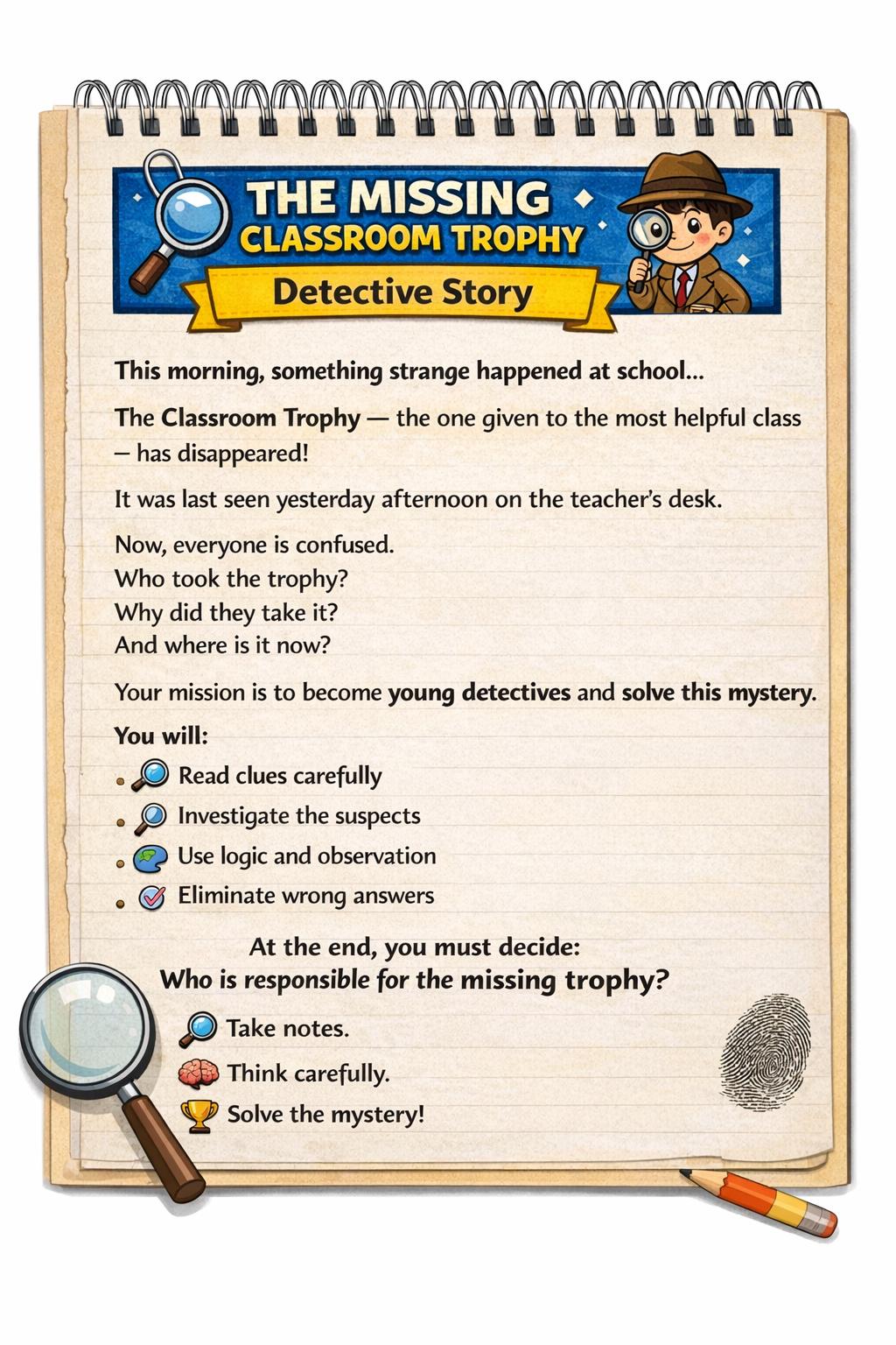 Printable Kids Detective Mystery Game – Clue Hunt & Logic Puzzles ...