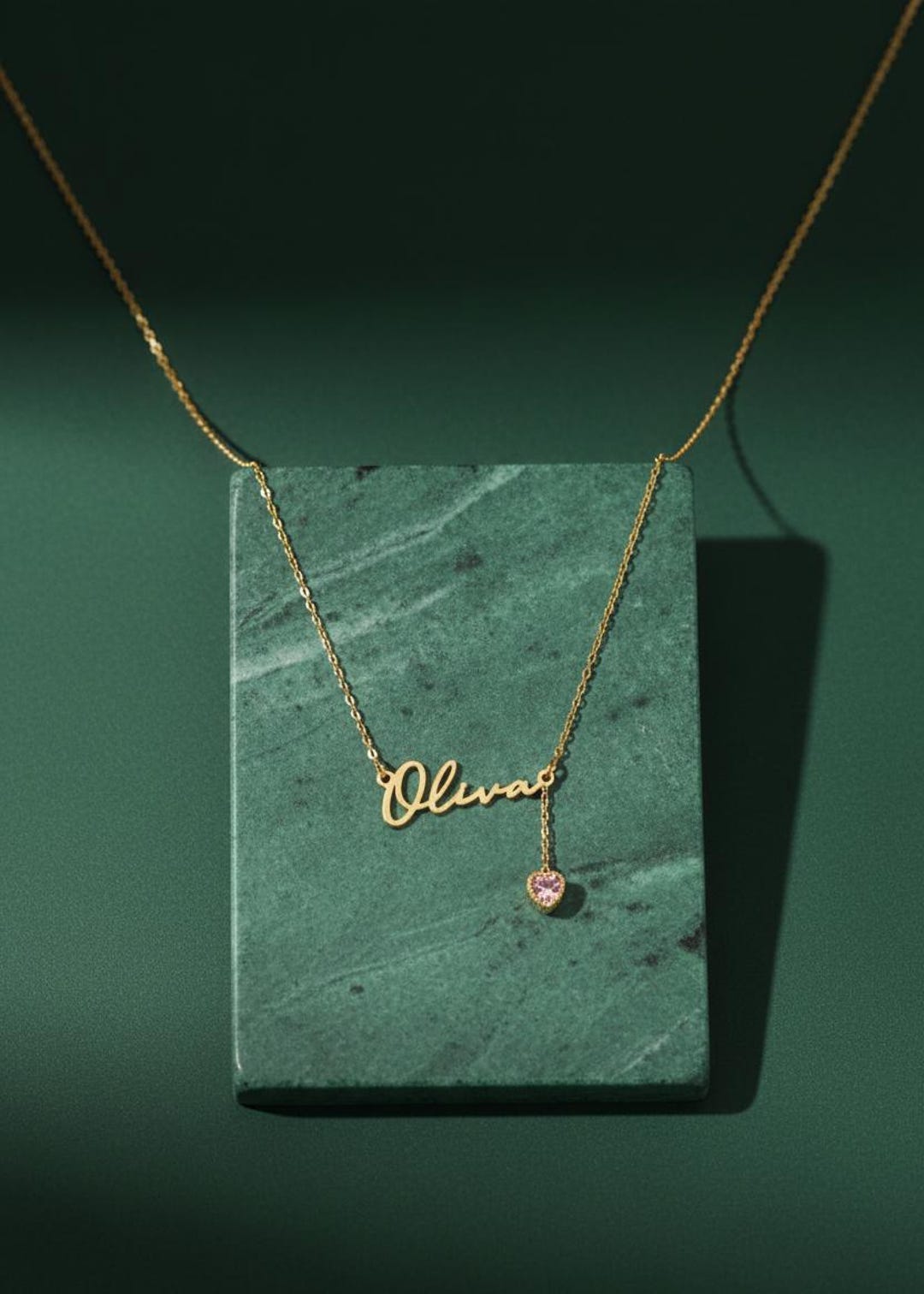Personalized Amethyst Birthstone Name Necklace, Minimal Gold Jewelry ...