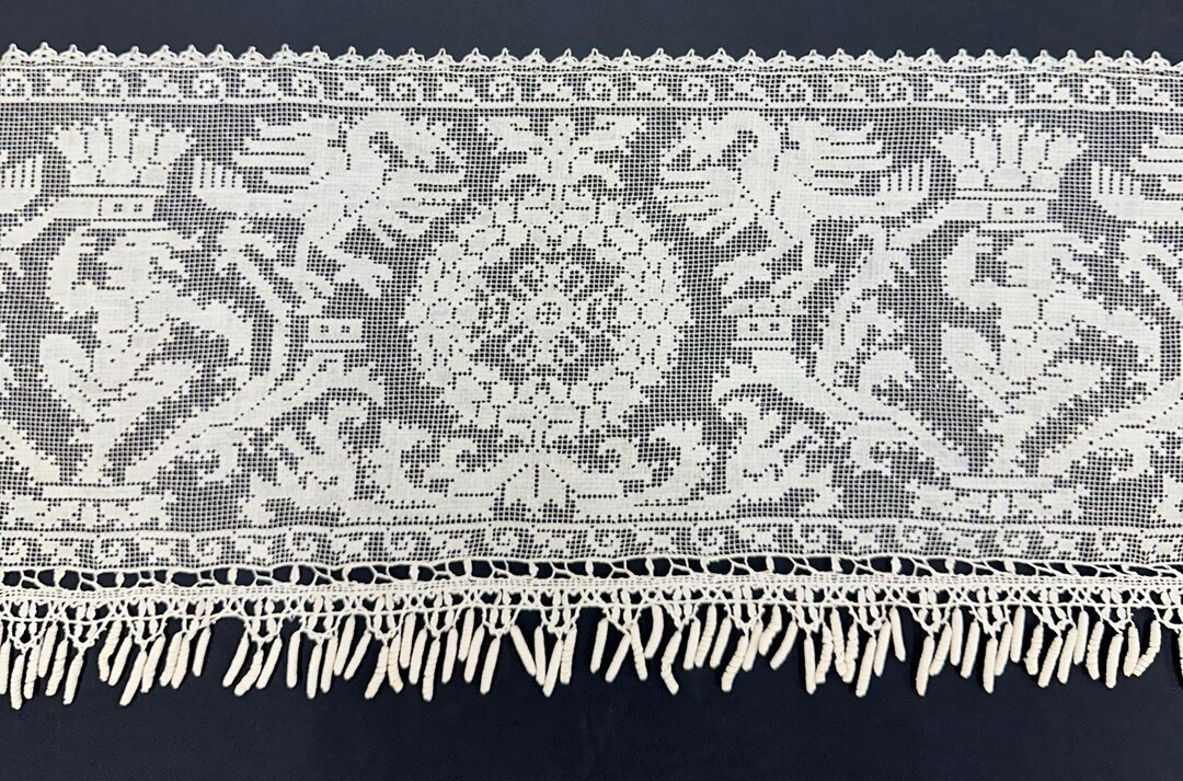 Filet Lace Panel With Figures - Etsy