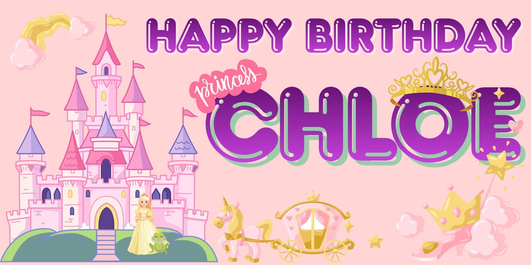 Princess Template - Editable Canva Banner - 35x60 DIY Painted Sign ...