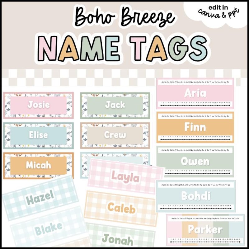 Boho Name Tags and Labels - Etsy