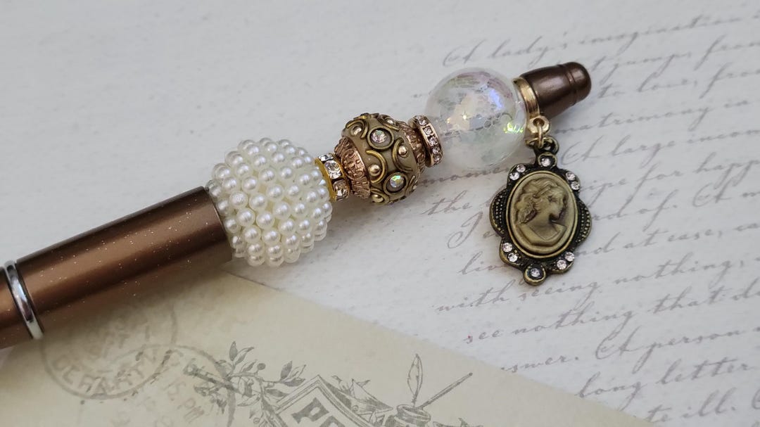Cameo Gilded Age Beaded Pen Elegant Edwardian Pen Victorian Office ...