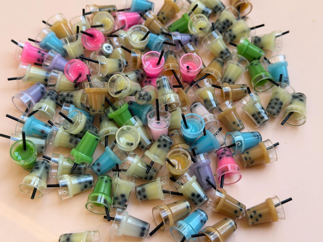 Mini Boba Tea | Resin Bubble Drink Charms, Set of 5 - Etsy
