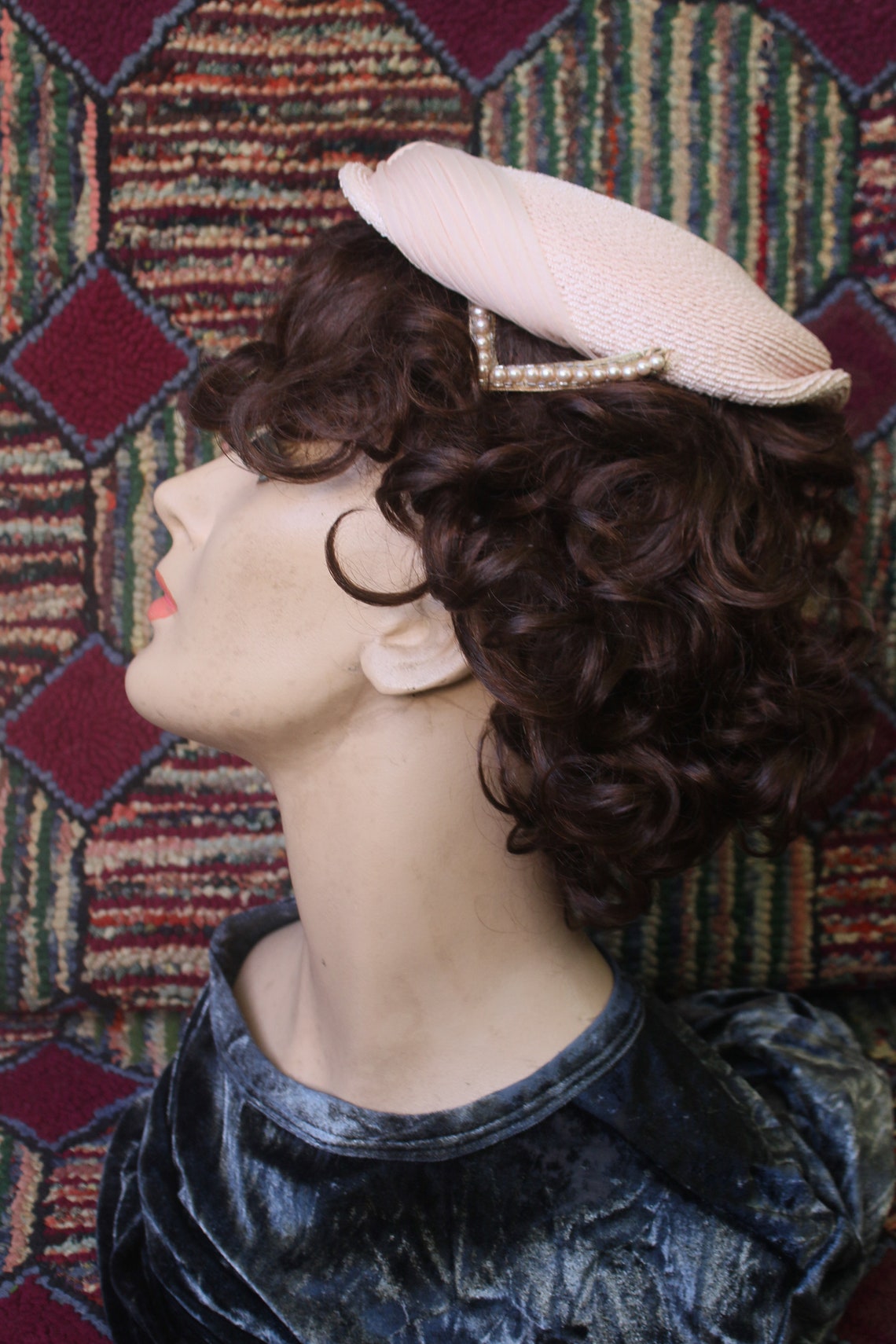 Vintage Pale Pink Plastic Straw Clamp Cap With Pearl and Seed - Etsy