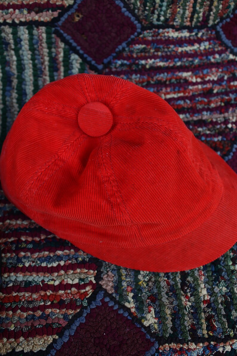 Vintage Red Corduroy Hat - Etsy