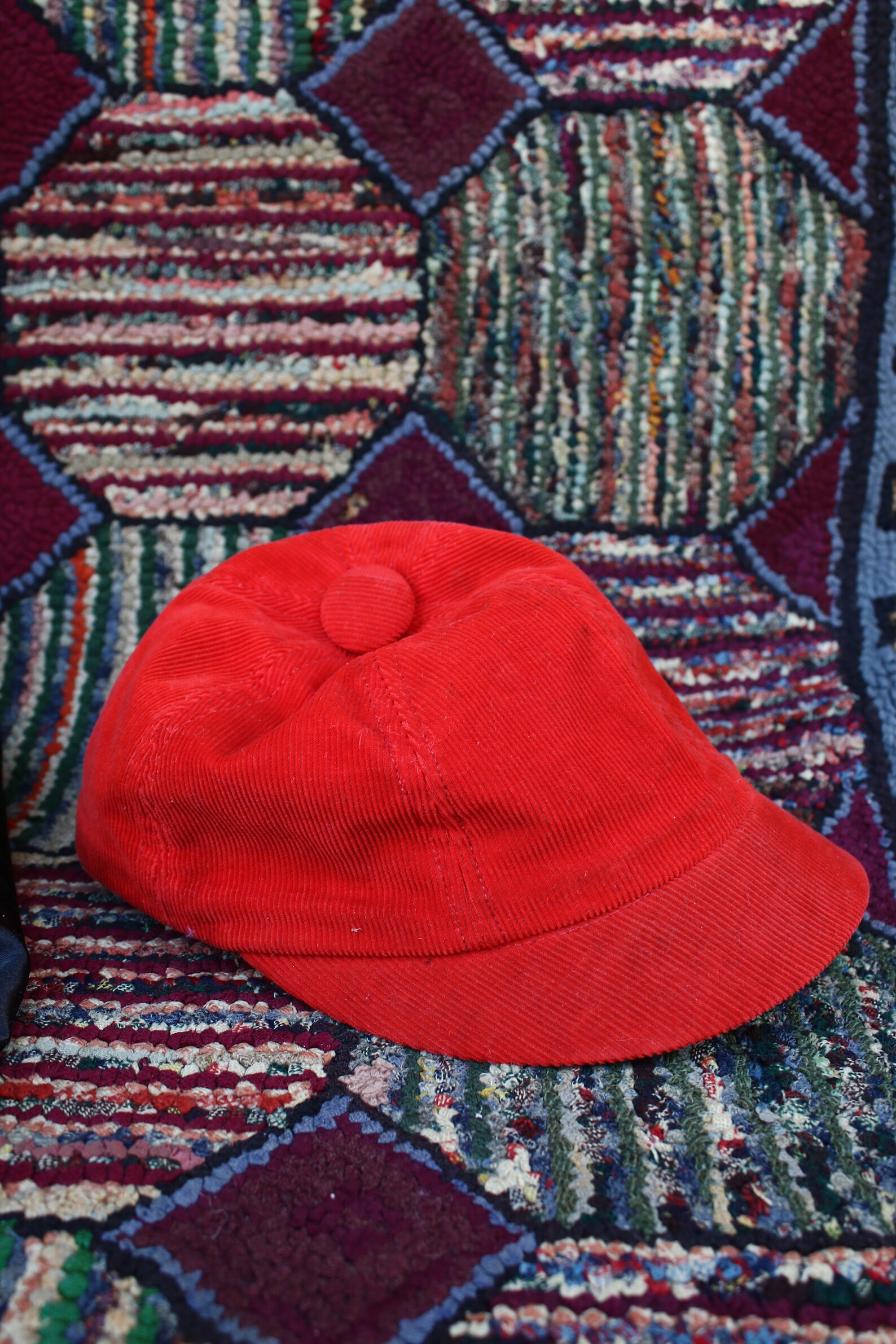 Vintage Red Corduroy Hat - Etsy