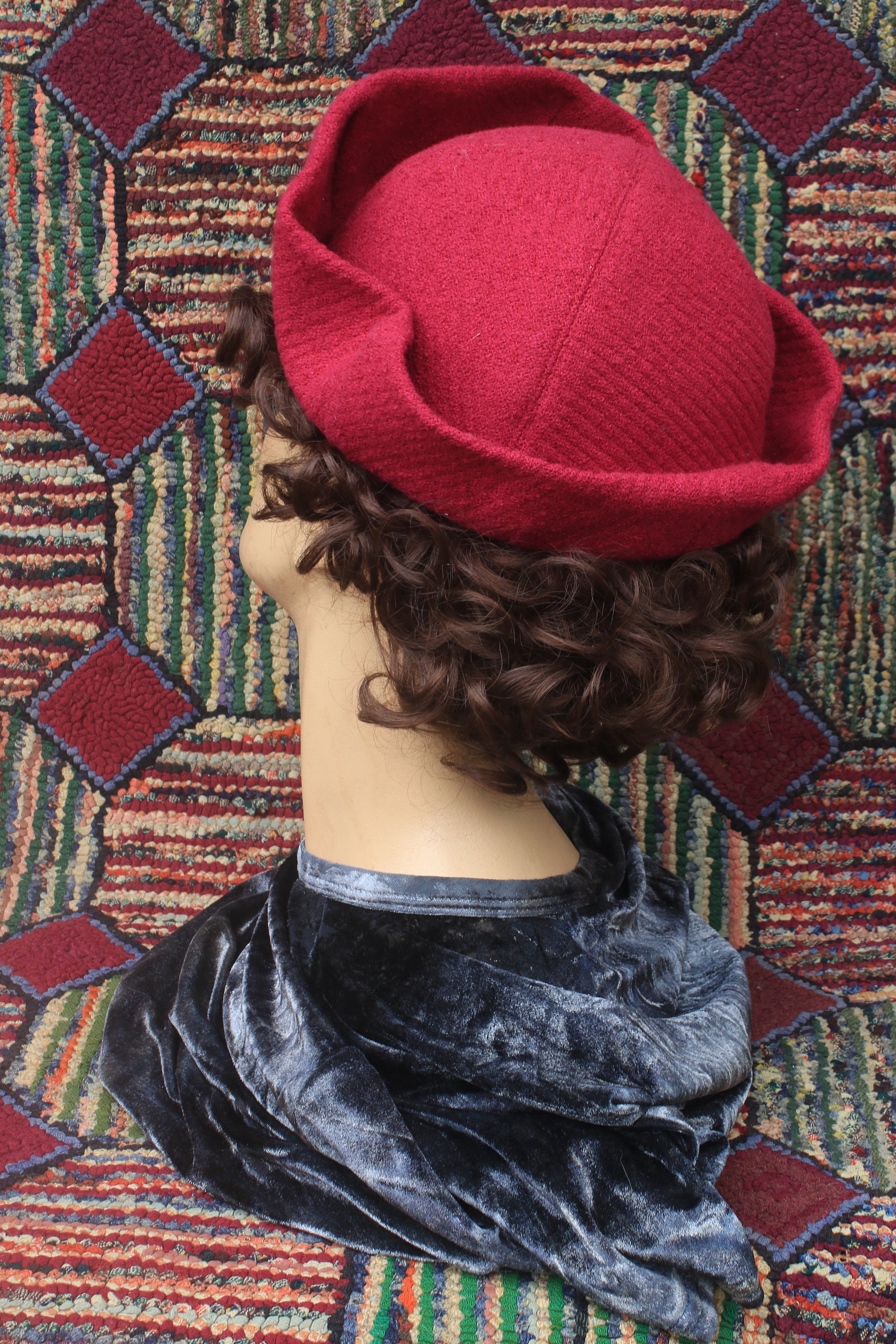 Vintage Maroon Fabric Hat - Etsy