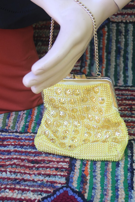 vintage gold bead purse - Gem