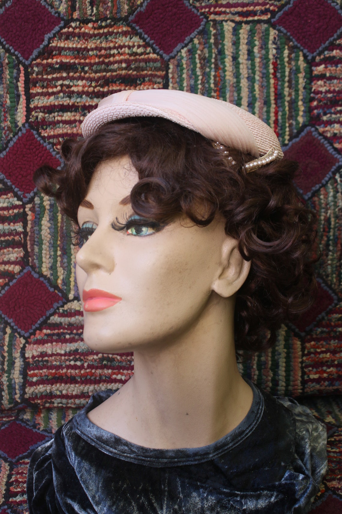 Vintage Pale Pink Plastic Straw Clamp Cap With Pearl and Seed - Etsy