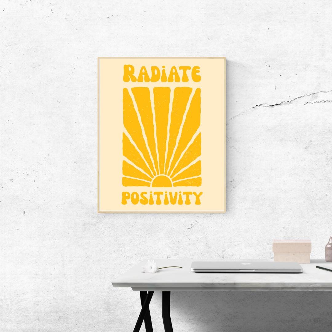 Radiate Positivity Poster | Matte Vertical Sunburst Wall Art - Etsy