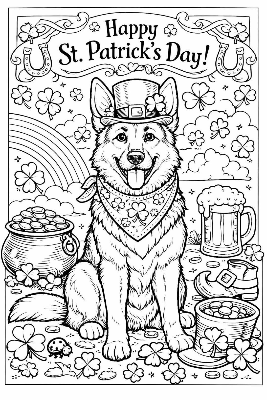 St. Patrick's Day Dog Coloring Pages | Kids Activities - (digital ...