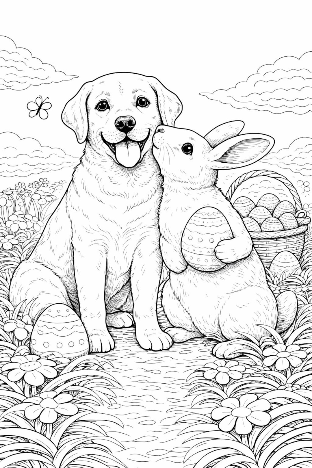 Labrador Dog Easter Coloring Pages – Kids Activity (digital Download ...
