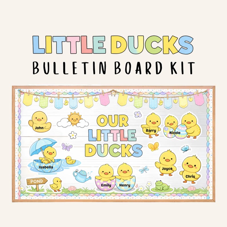 Little Ducks Bulletin Board Kit, Pastel Duck Theme, Printable, Editable ...
