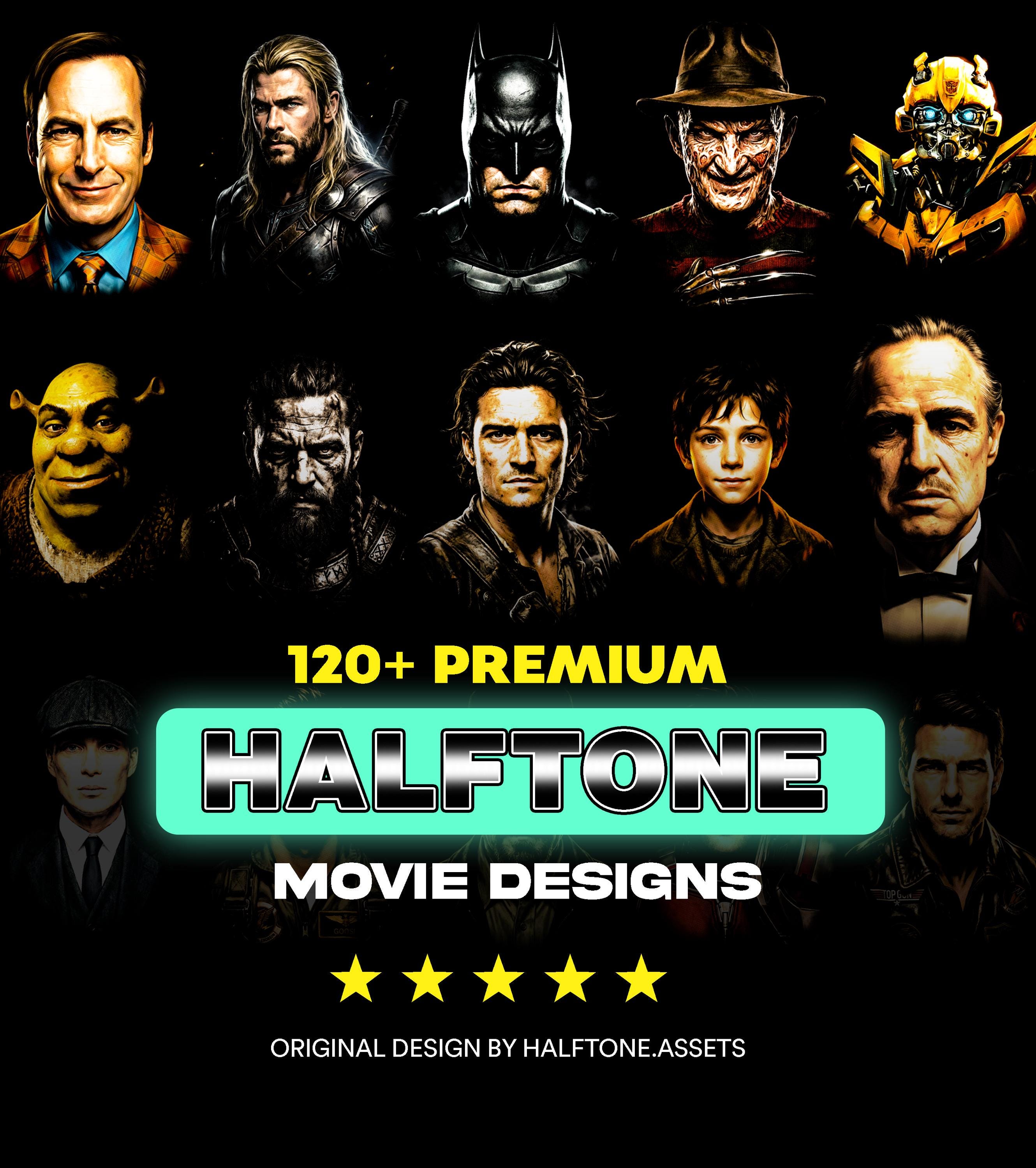 120+ Halftone Movie Designs | High-resolution PNG Graphic Bundle - Etsy