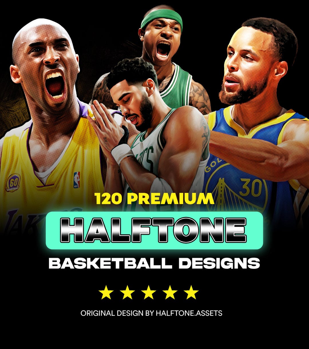 120+ Halftone Basketball Players Designs A2 A3 A4 | Premium Streetwear ...