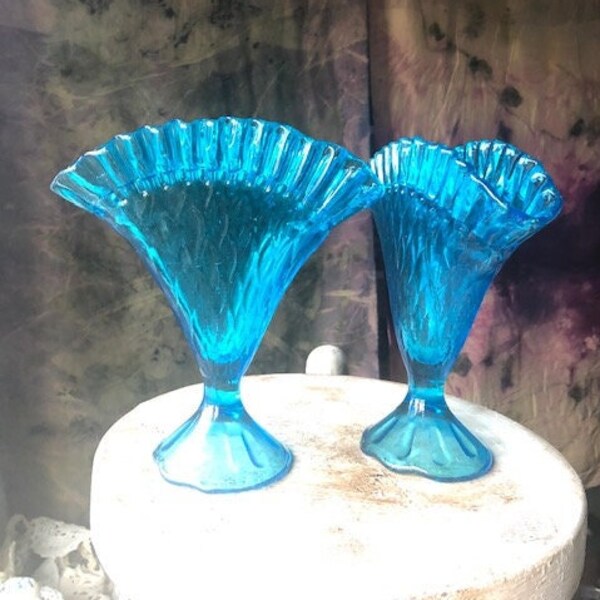 Blue Depression Glass Vase - Etsy