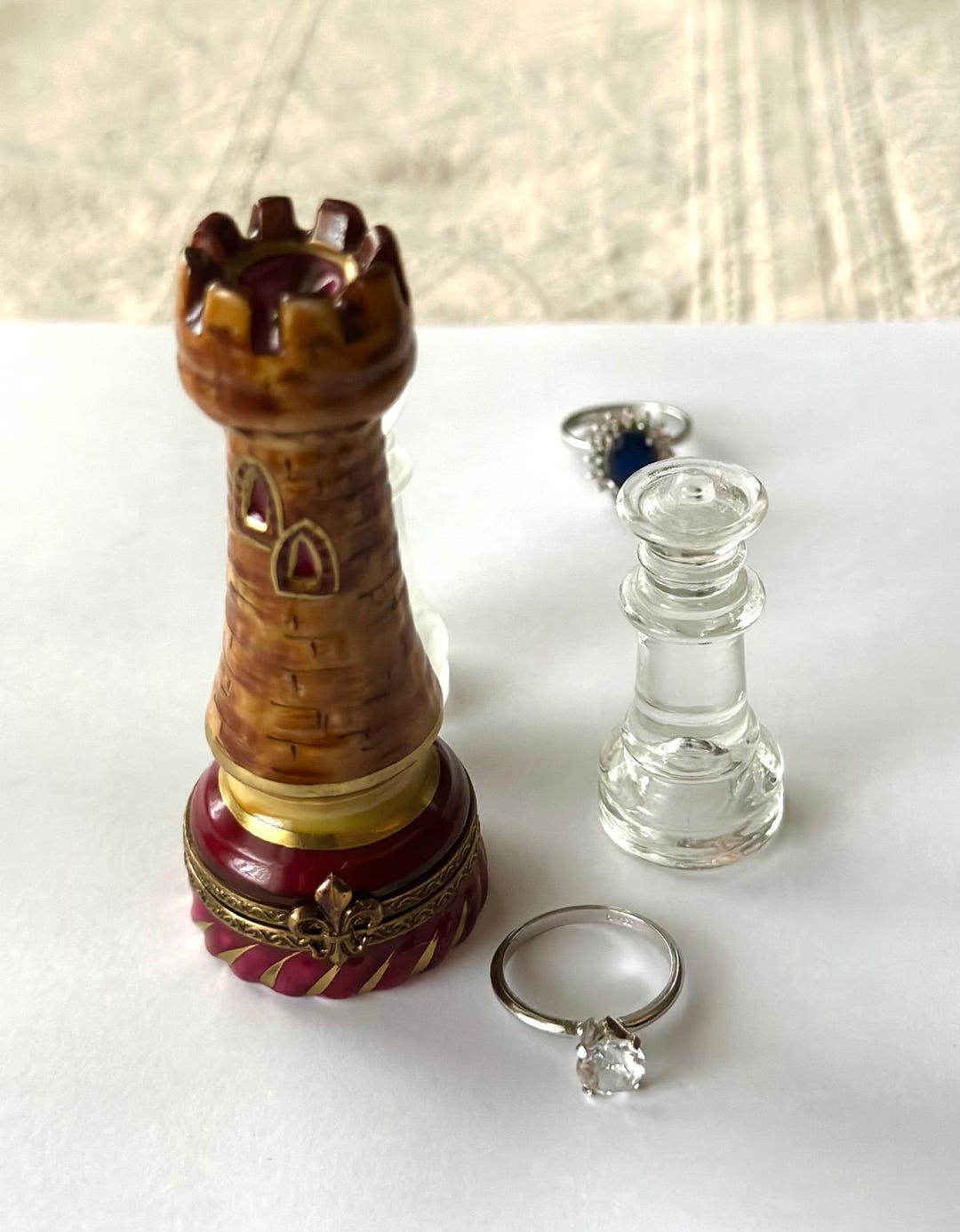 France Limoges Vintage Rook Chess Pieces Hinged Trinket Box ,engagement ...