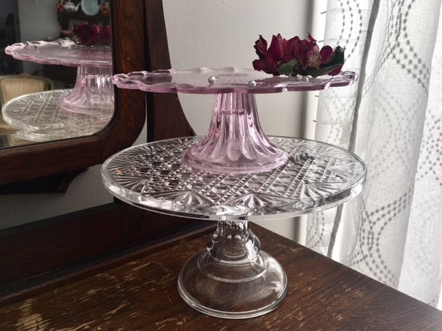 Vintage Cake Stand,soft Depression Glass - Etsy