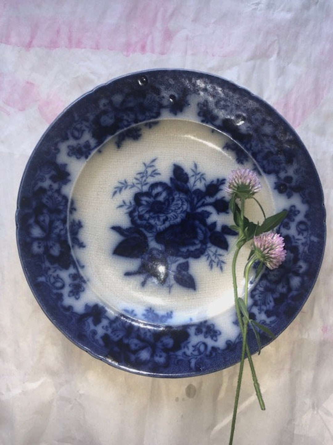SALE Antique Ironstone Kobalt Rose Motivs Selvir Plate 1830 - Etsy