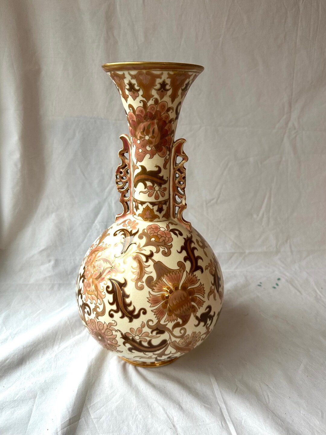 Antique Zsolnay Pink Perzsian Flower Motives Big Vase From Pecs 1880 ...