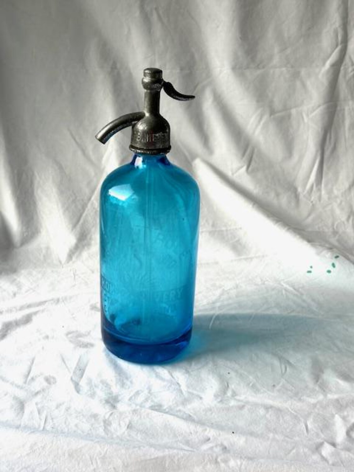 Vintage Cobalt Blue Light Mineral Water NY. Seltzer Bottle Glass Siphon ...