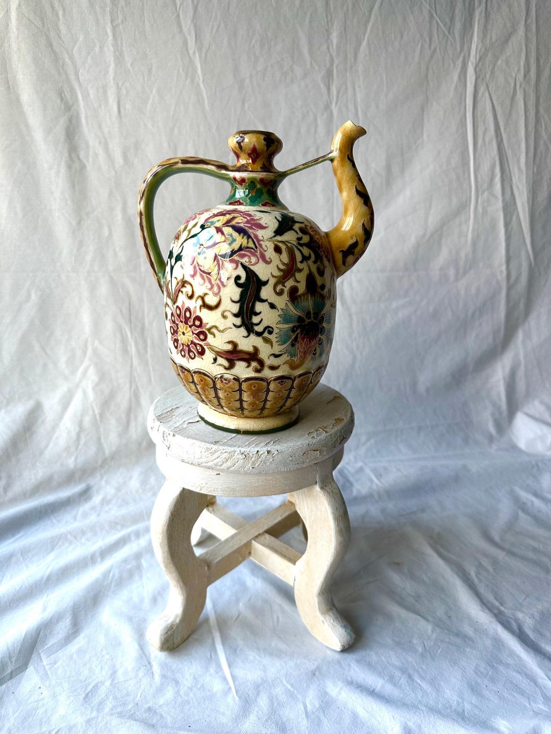 Antique Zsolnay Ceramic Vase\ Pitcher Teapot From Pecs Hungary 1889 ...