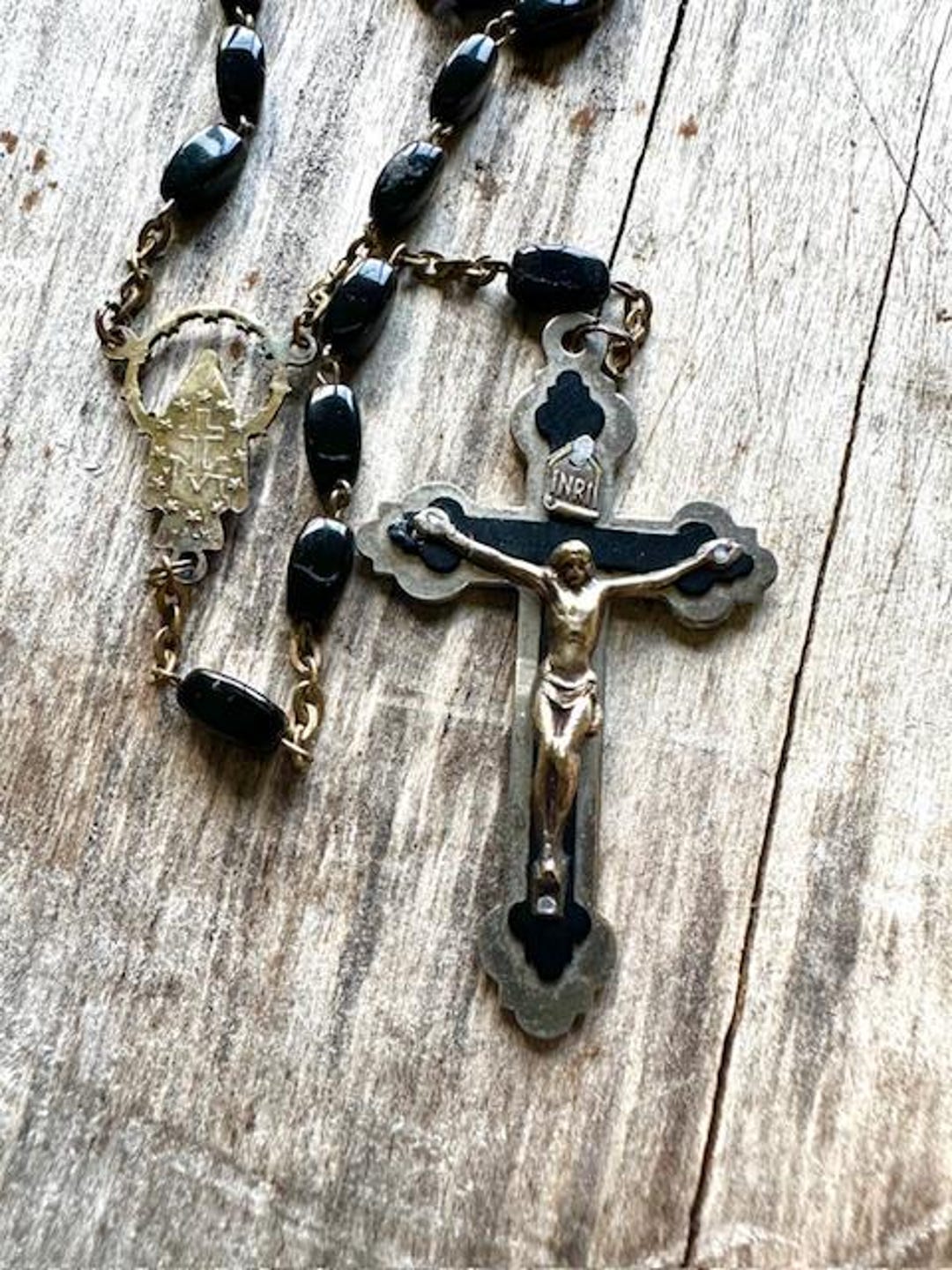 Rare Antique Rosary Beads From Italy Rome Vatican City Terra Cross Hand ...
