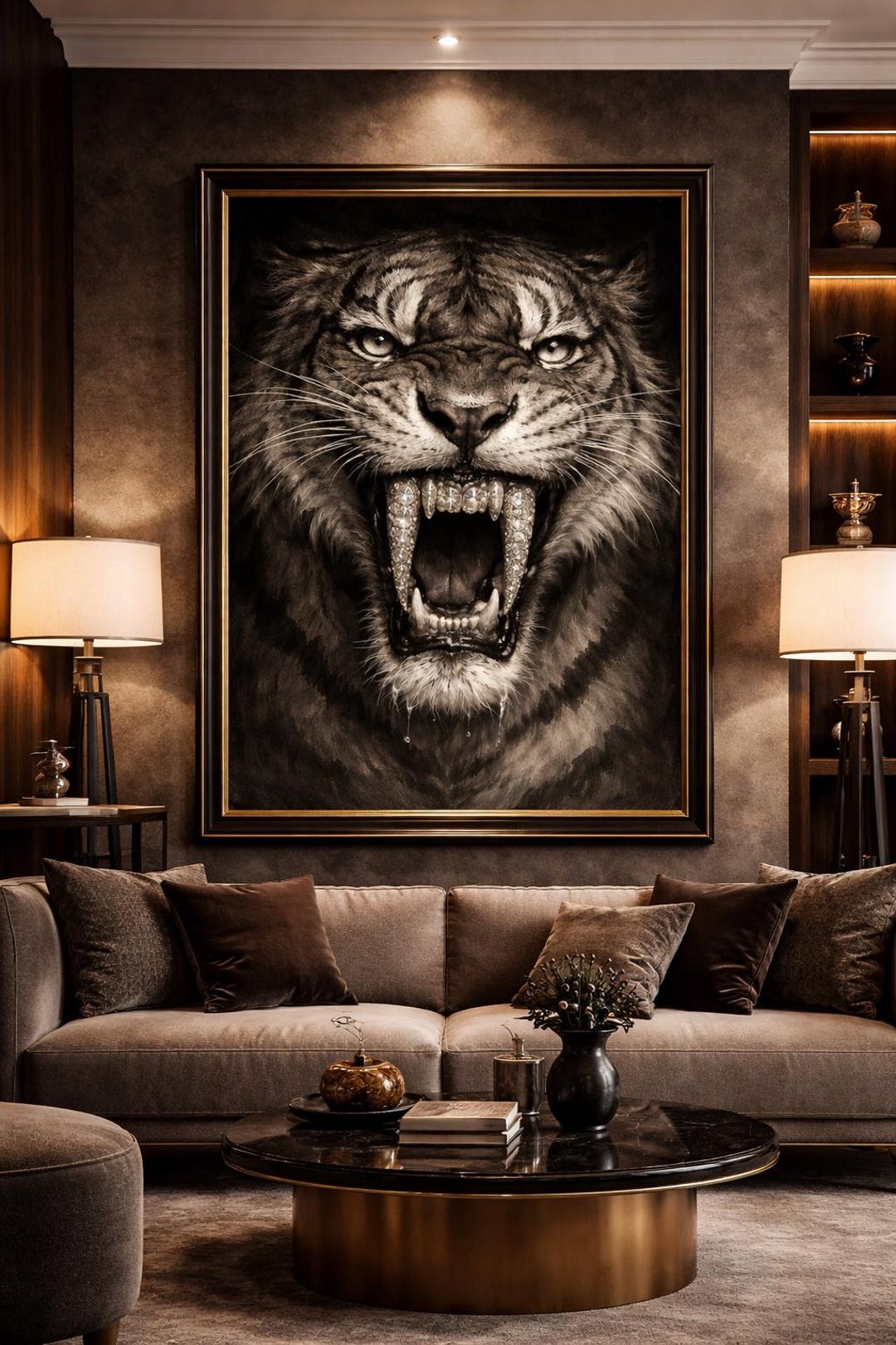 Diamond Fang Sabertooth Tiger – Power & Luxury Wall Art Print Instant ...