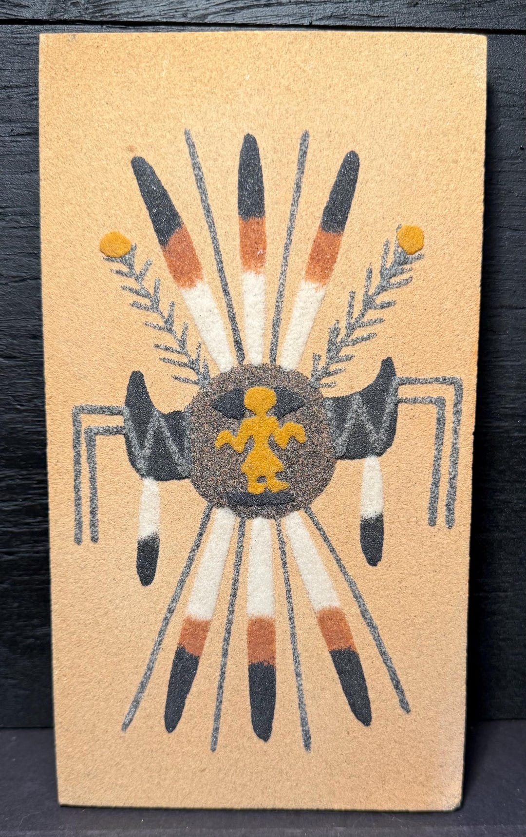 Vintage Navajo Sand Painting | Sun & Eagle Healing Motif | Signed S ...