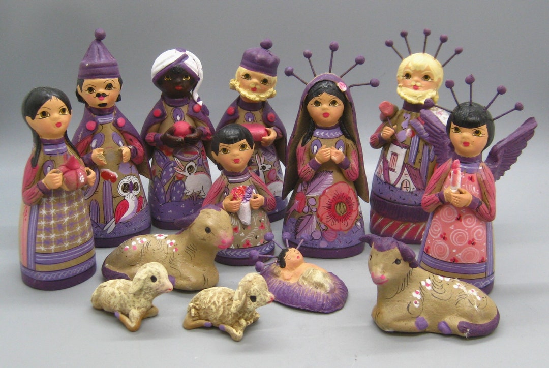 13 Piece Vintage Mexican Folk Art Pottery Nativity Set Christmas Set - Etsy